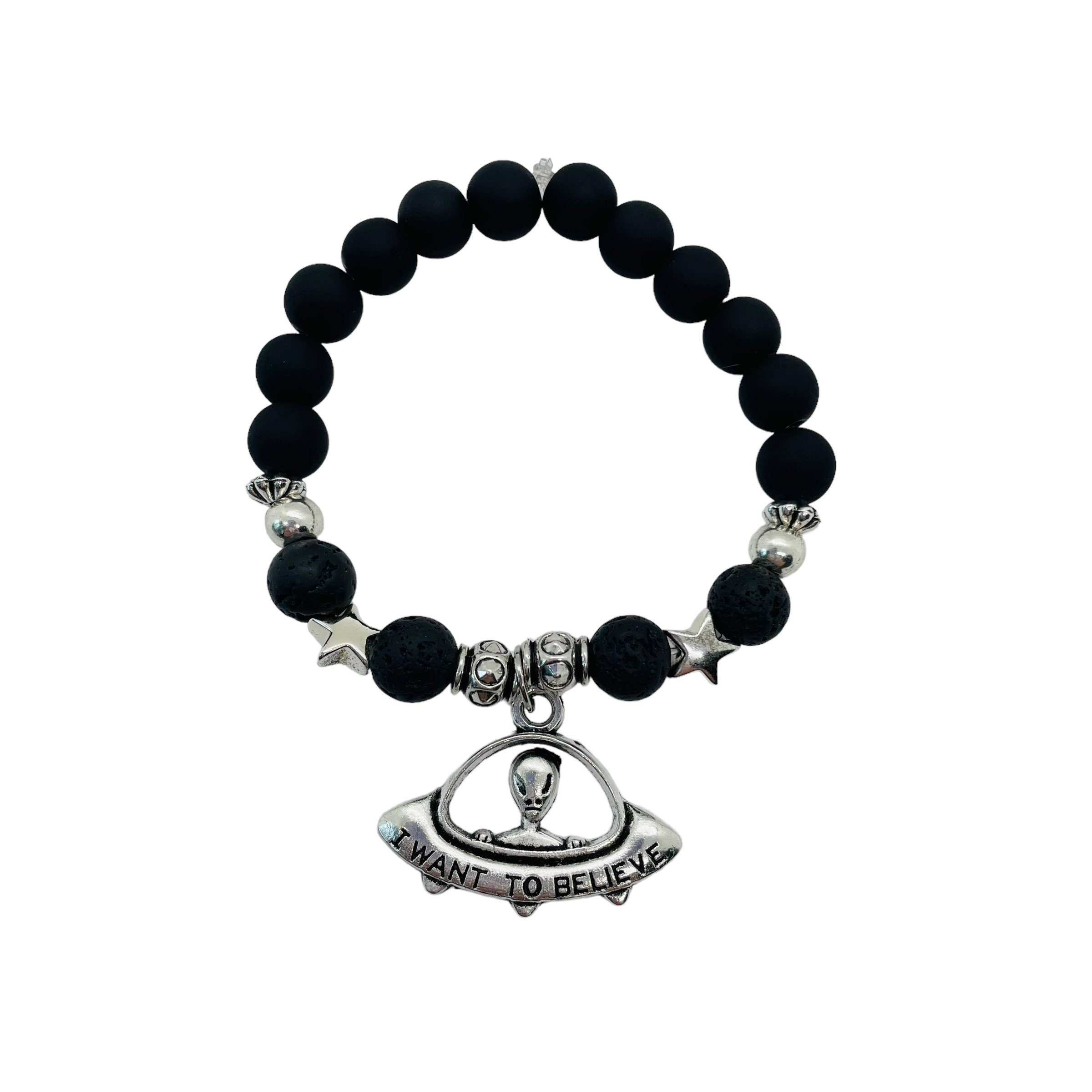 Handmade Beaded Bracelet, Alien, Ufo, Black, Silver, Space, Galaxy ...