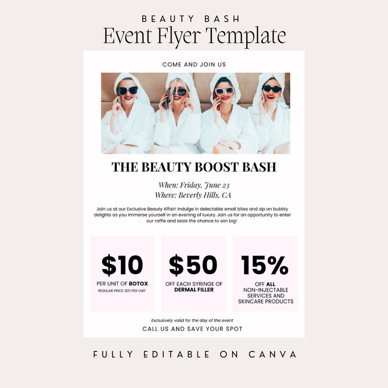 Med Spa Event Flyer | Beauty Flyer Templates | Editable & Printable - Etsy