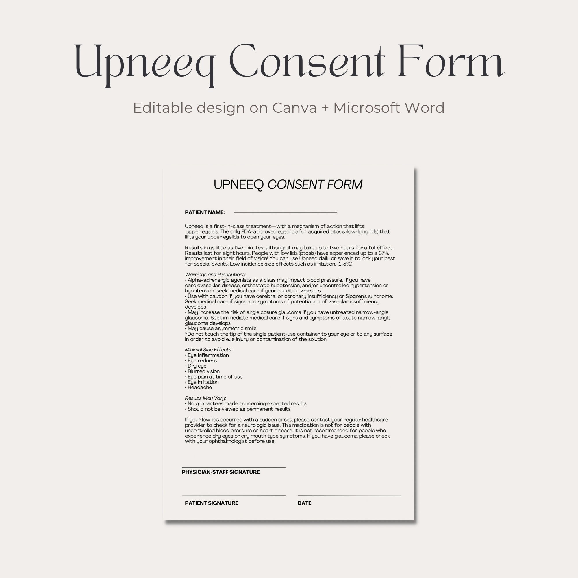 Upneeq Consent Form - Etsy