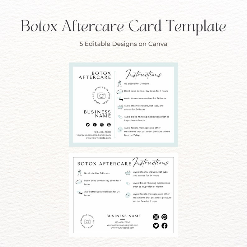 Botox Aftercare Card Template (editable on Canva) - Instant Download - Etsy