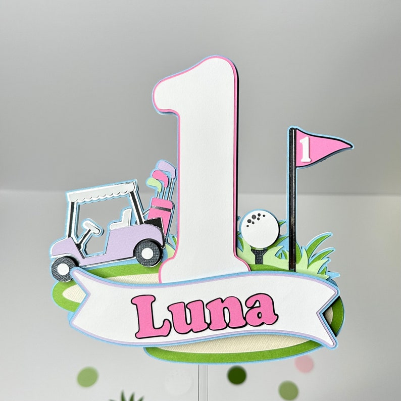 Girl Hole in One Birthday Golf Cake Topper, Golf Birthday Theme ...
