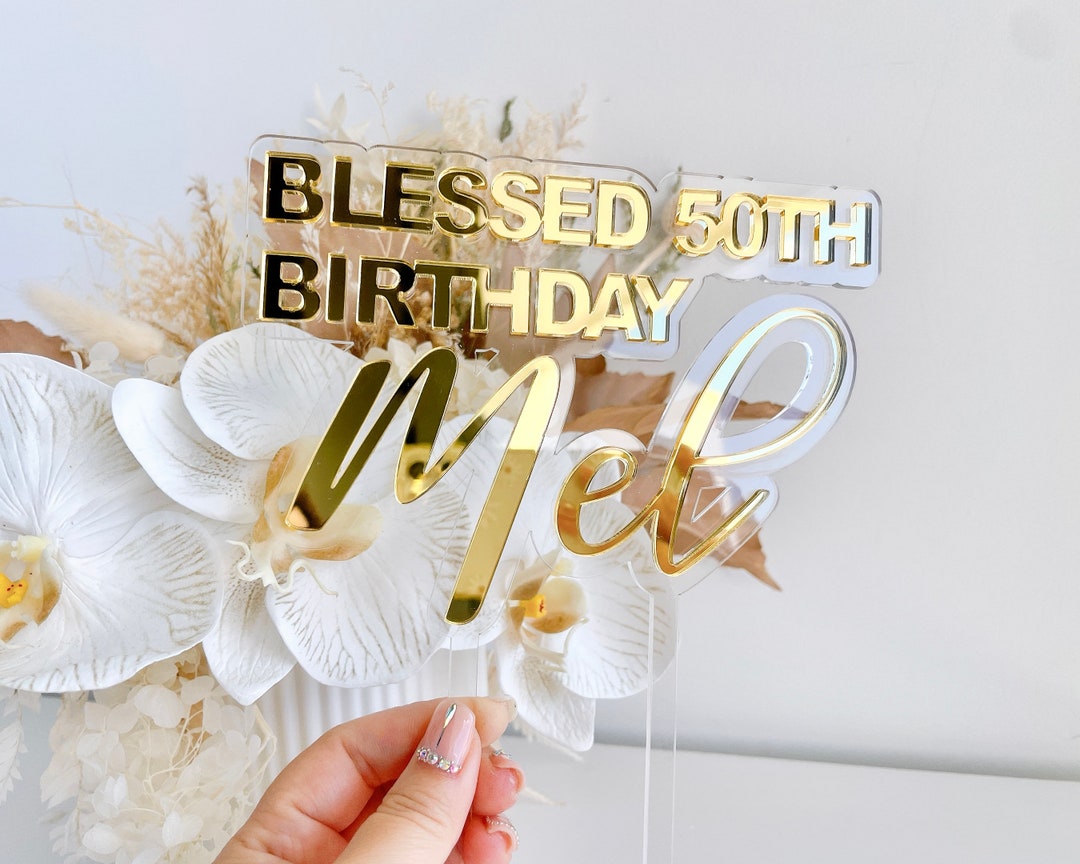 Personalised Double Layered Floating Cake Topper 40th 50th Acrylic Cake ...