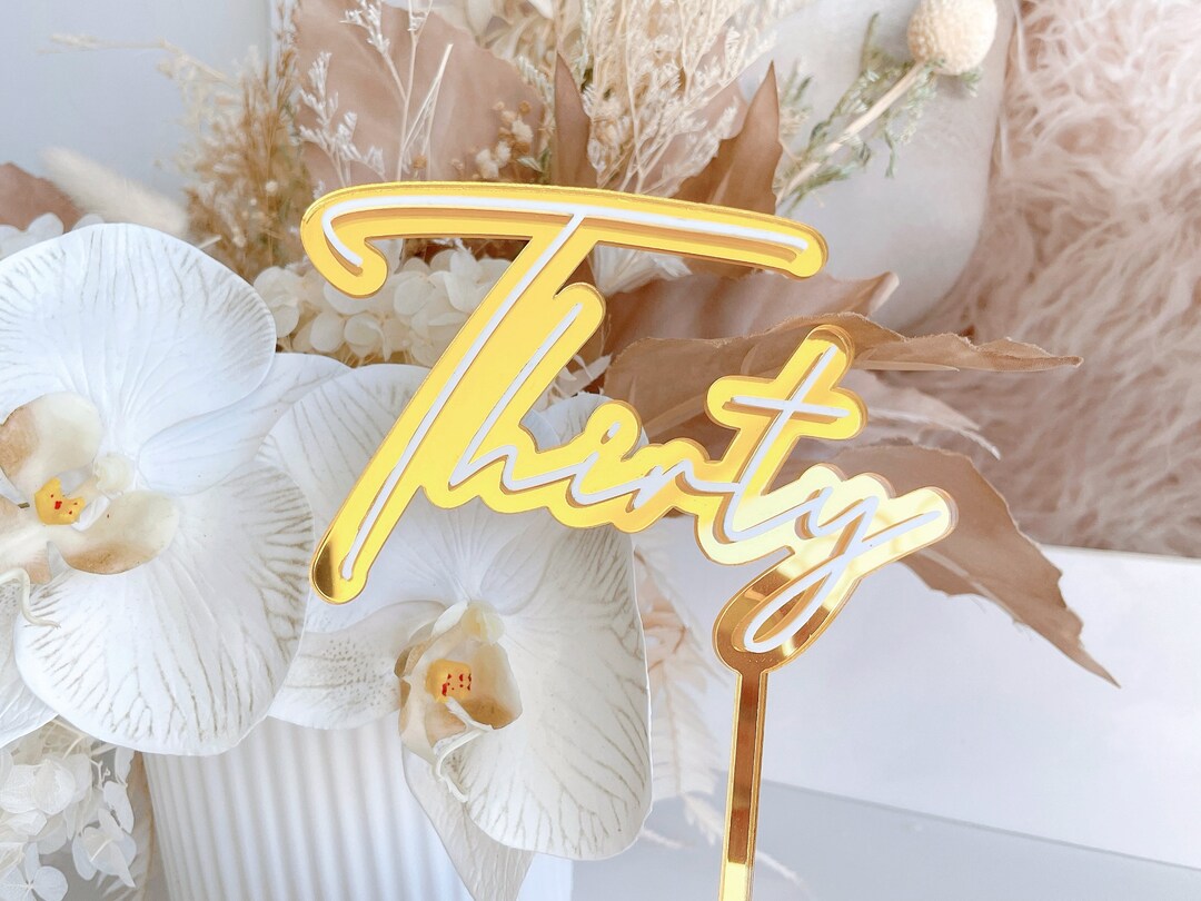 Personalised Double Layered Number Acrylic Cake Topper Acrylic Thirty ...