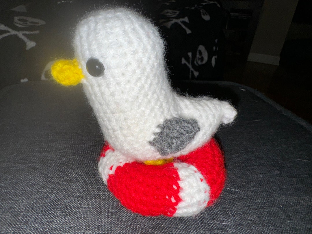 Handmade Crochet Seagull in Removable Red Lifesaver Ring - Etsy