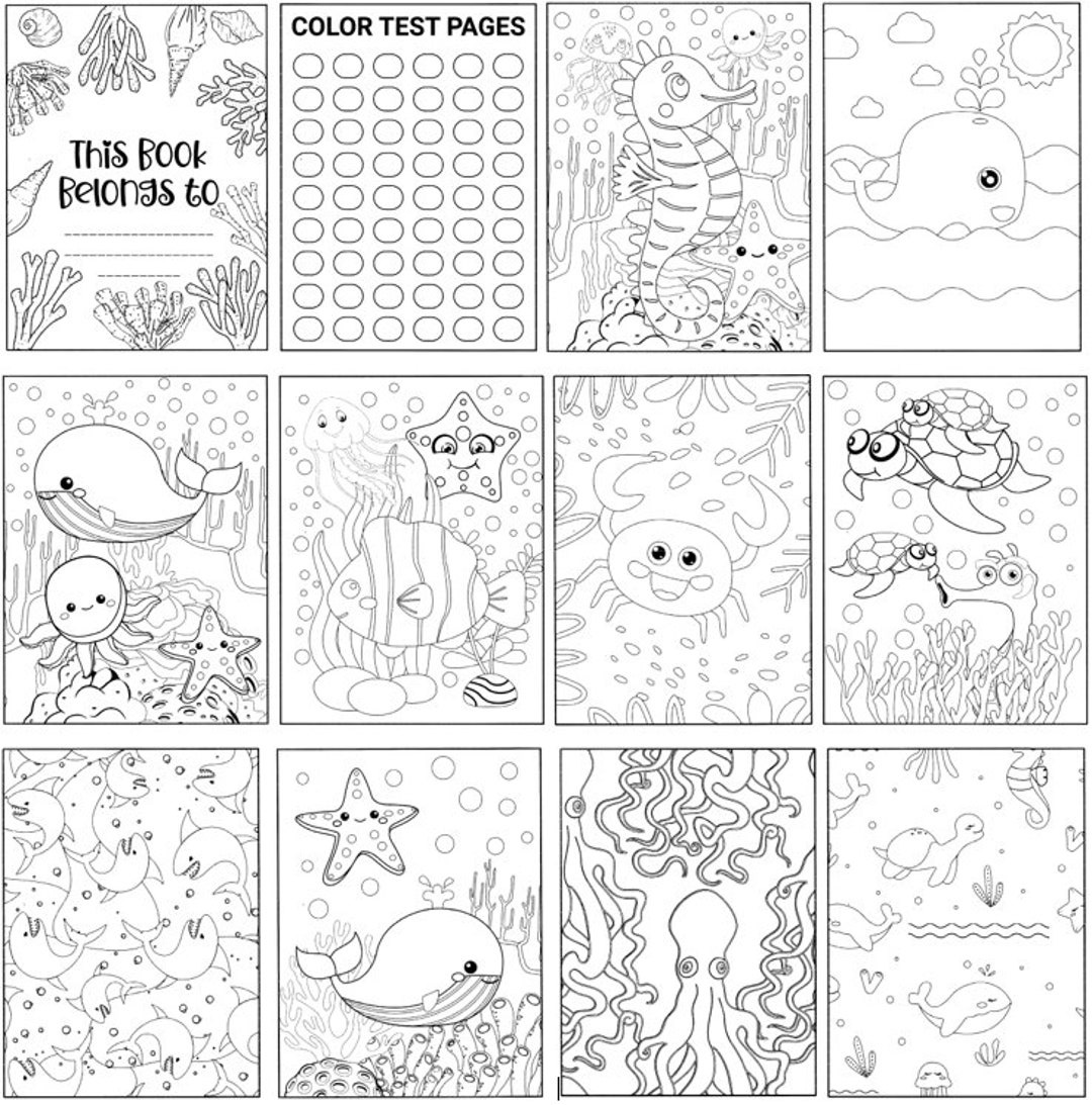 Ocean Fun Coloring Book - Etsy