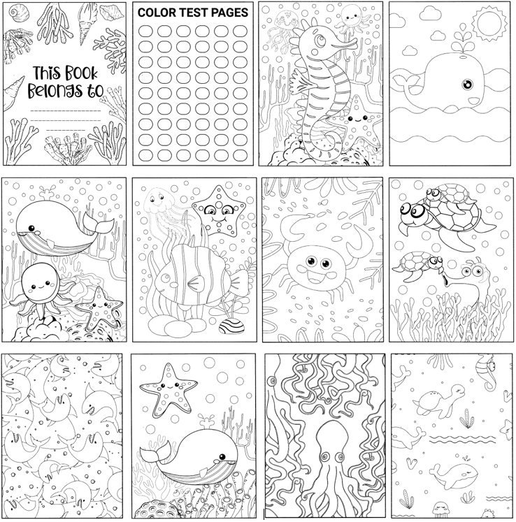 Ocean Fun Coloring Book - Etsy