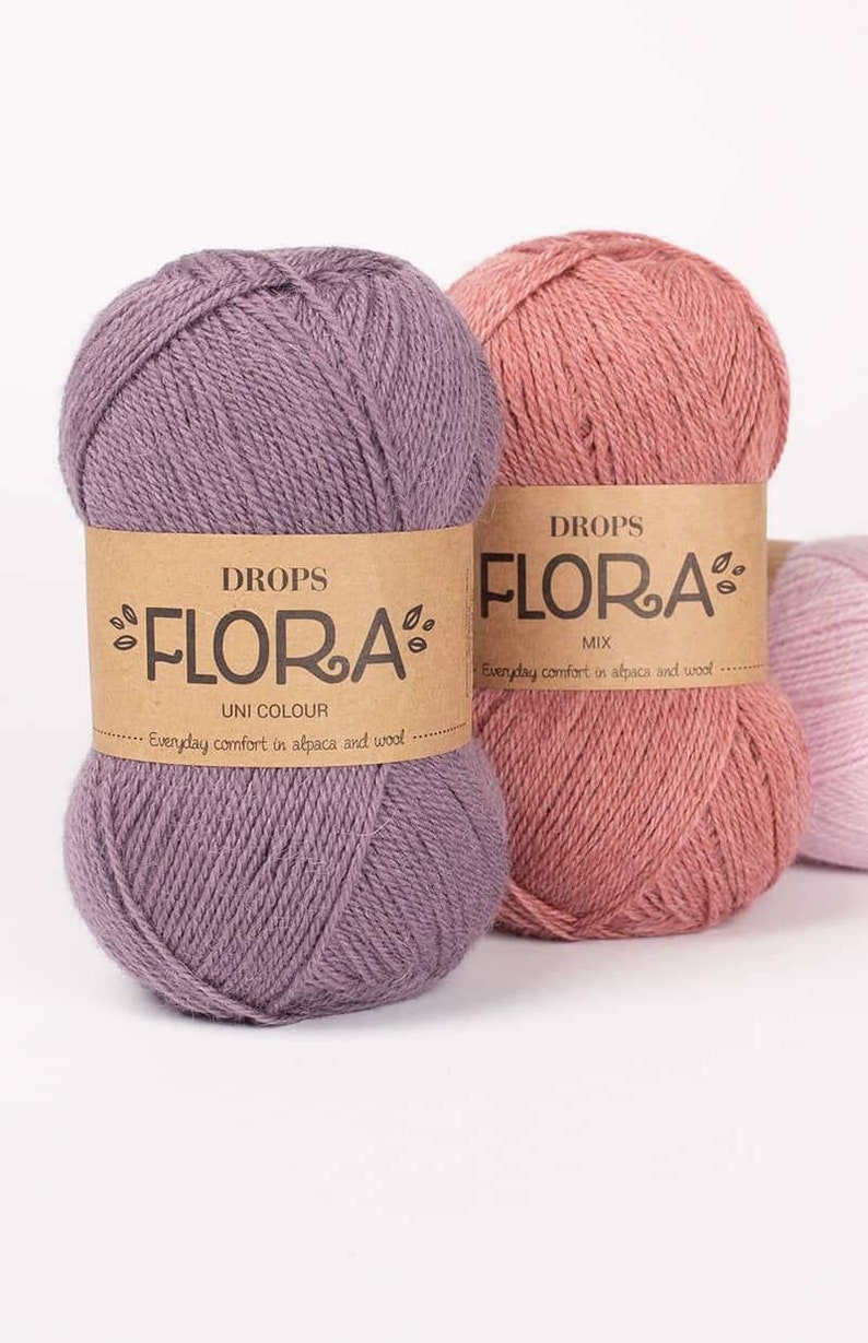 DROPS Flora Yarn, Alpaca Wool Blend, Knitting Crochet Yarn, Uni Colour ...