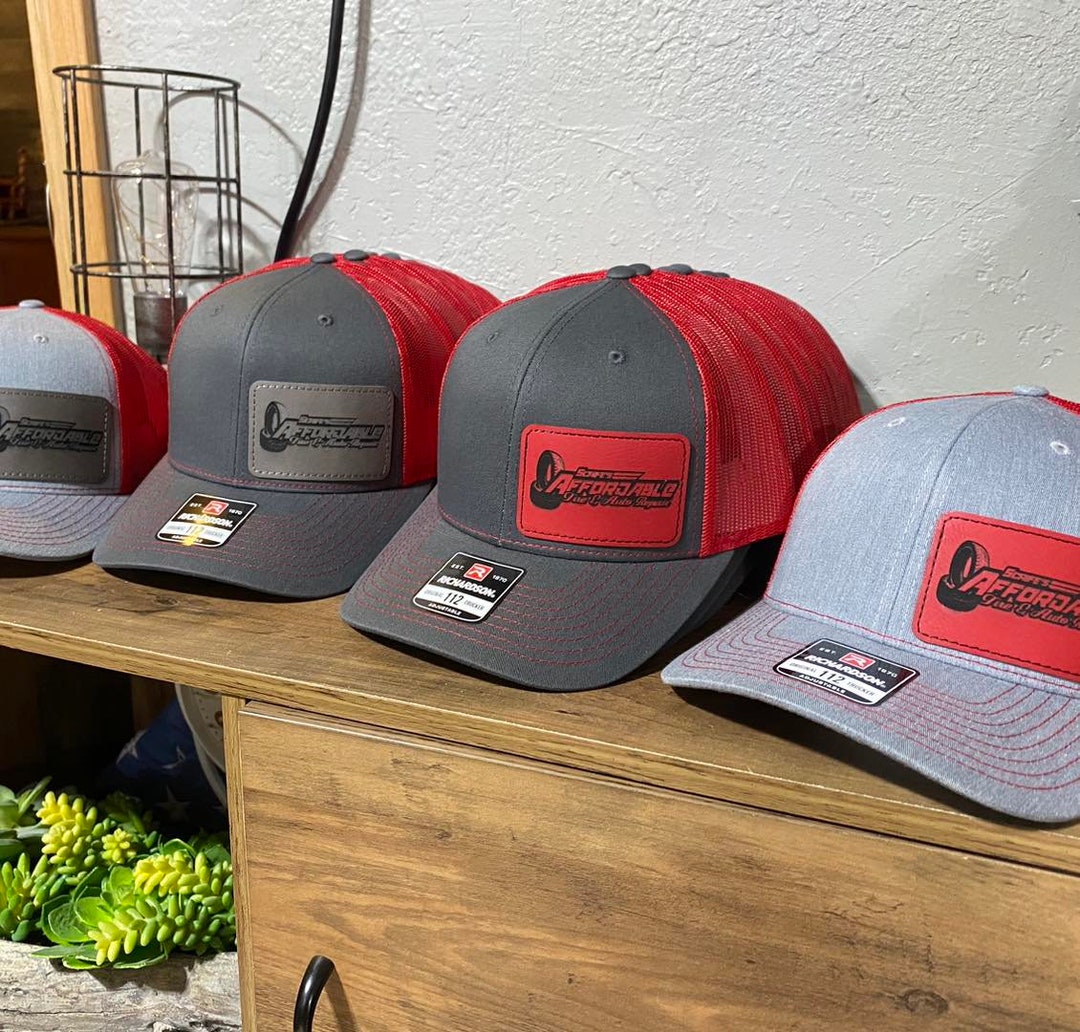 Richardson Hat, Custom Trucker Leather Patch Hat, Laser Engraved for ...