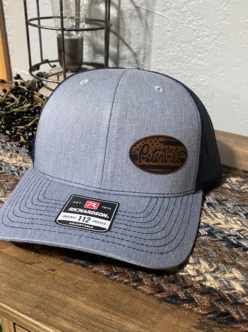 Own the Road: Peterbilt Laser-cut Leatherette Patch Trucker Snapback ...