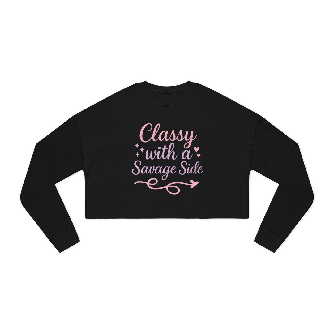 Classy Savage Cropped Sweatshirt | Pink Heart Graphic - Etsy