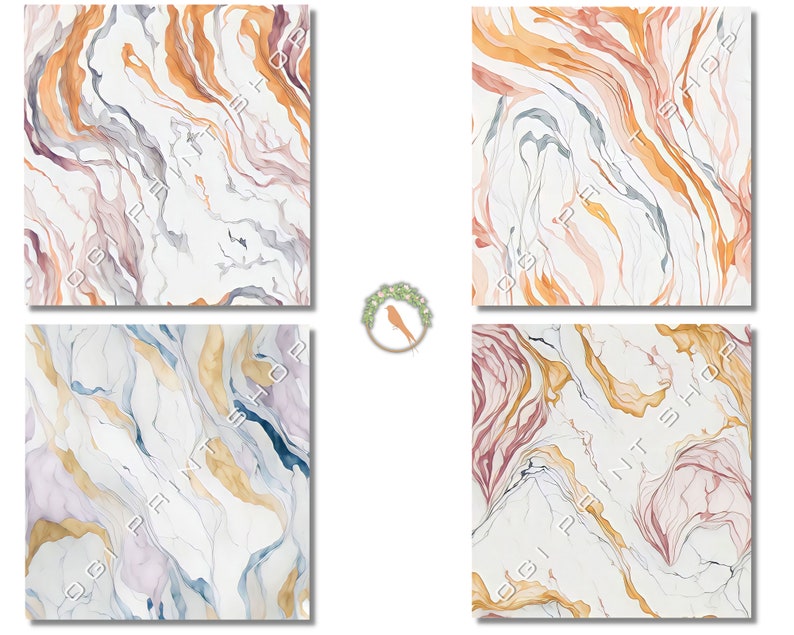 12 Watercolor Marble Abstract Seamless Patterns for Commercial Use ...