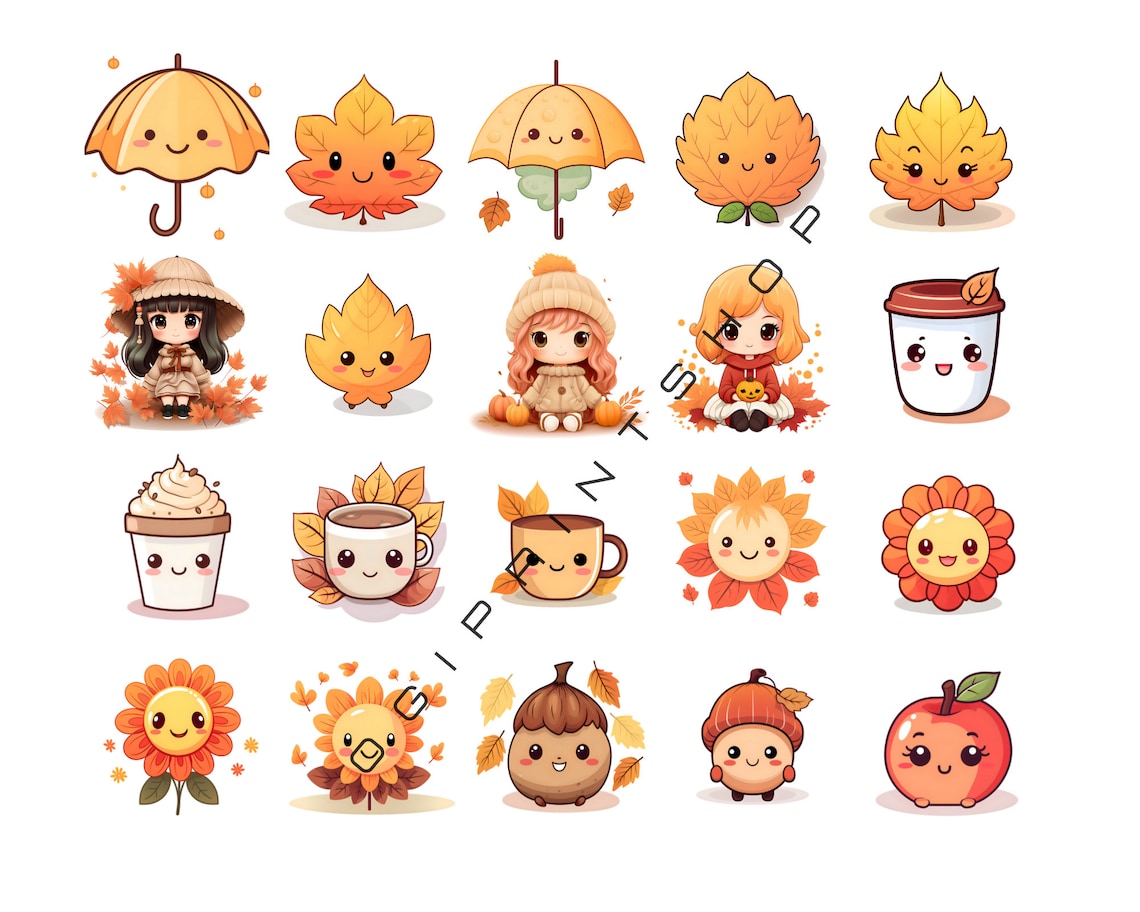 35 Cute Kawaii Fall PNG Clipart, High Quality Images for Nursery ...