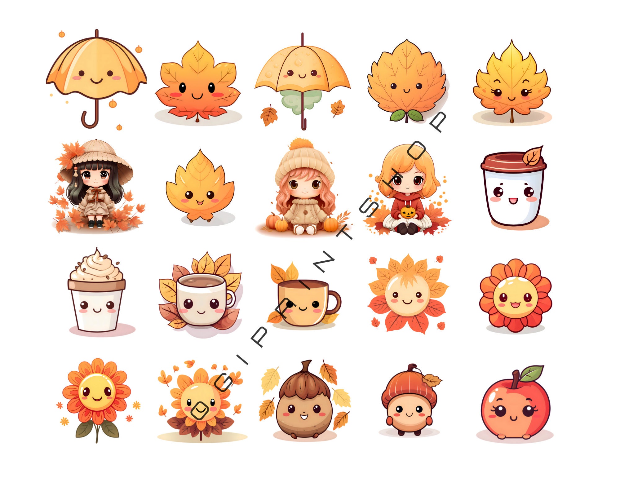 35 Cute Kawaii Fall PNG Clipart, High Quality Images for Nursery ...