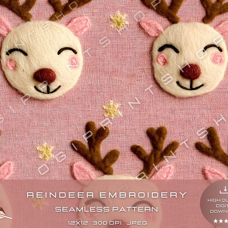 Reindeer Embroidery - Etsy
