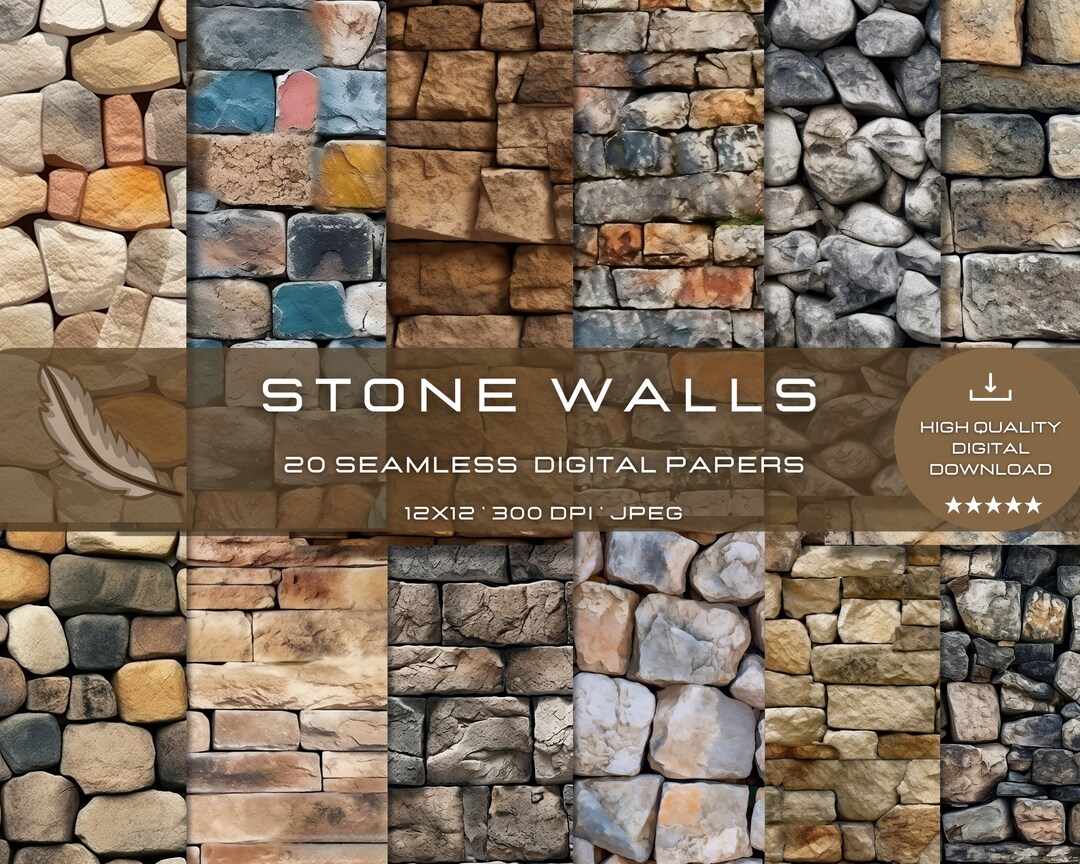 20 Stone Walls Seamless Patterns for Commercial Use, High-quality ...
