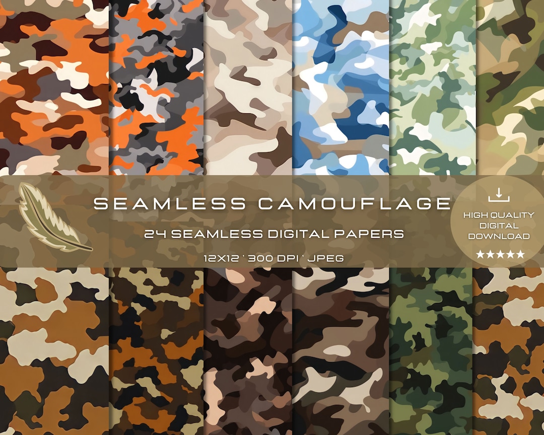 24 Military Camouflage Seamless Patterns for Commercial Use, High ...
