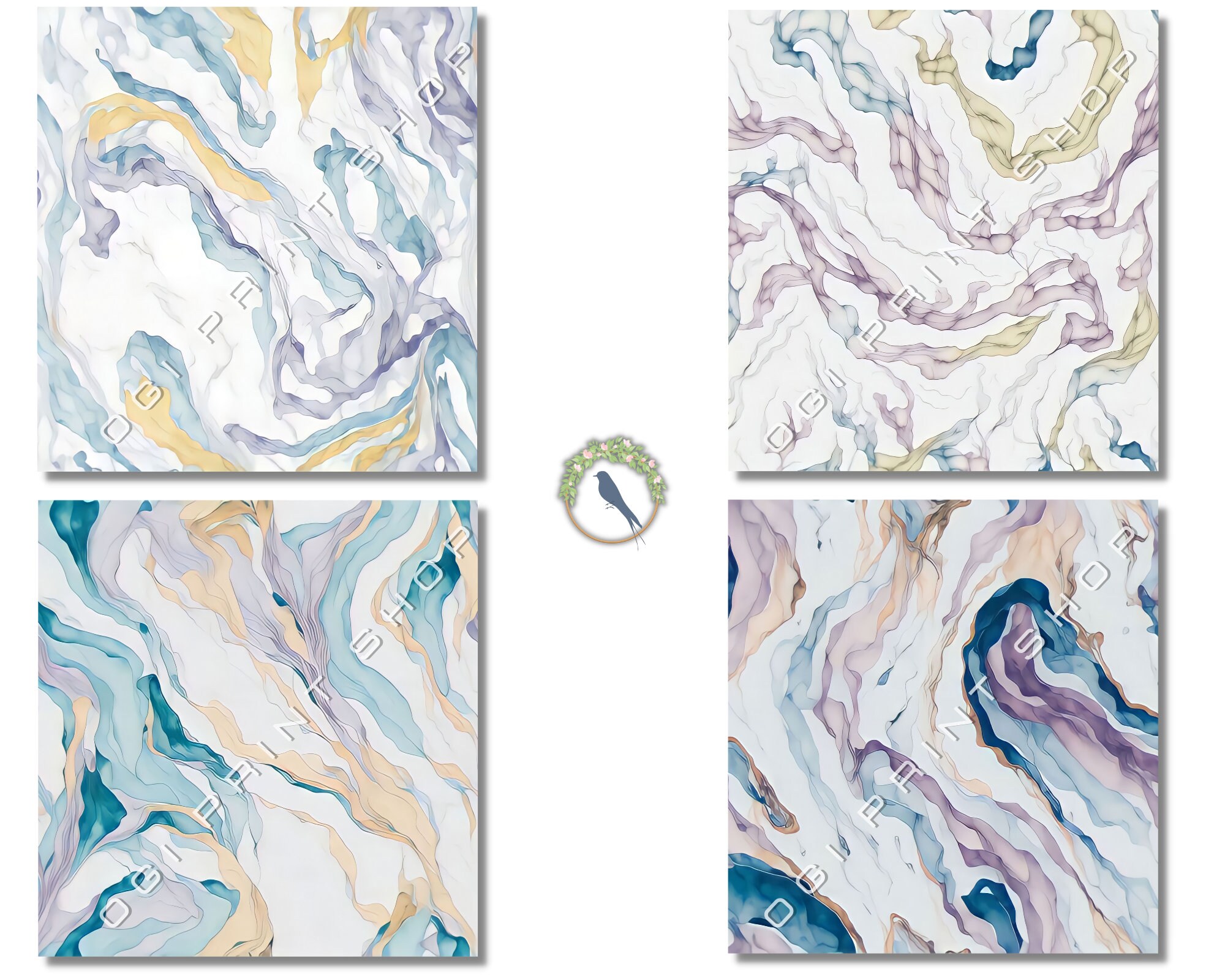 12 Watercolor Marble Abstract Seamless Patterns for Commercial - Etsy
