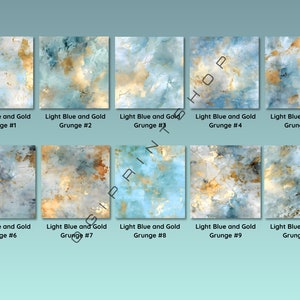 24 Light Blue and Gold Grunge Seamless Patterns for Commercial Use ...