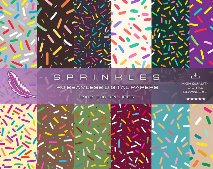 100 Sprinkles Pattern Digital Paper, Commercial Use Seamless Confetti ...
