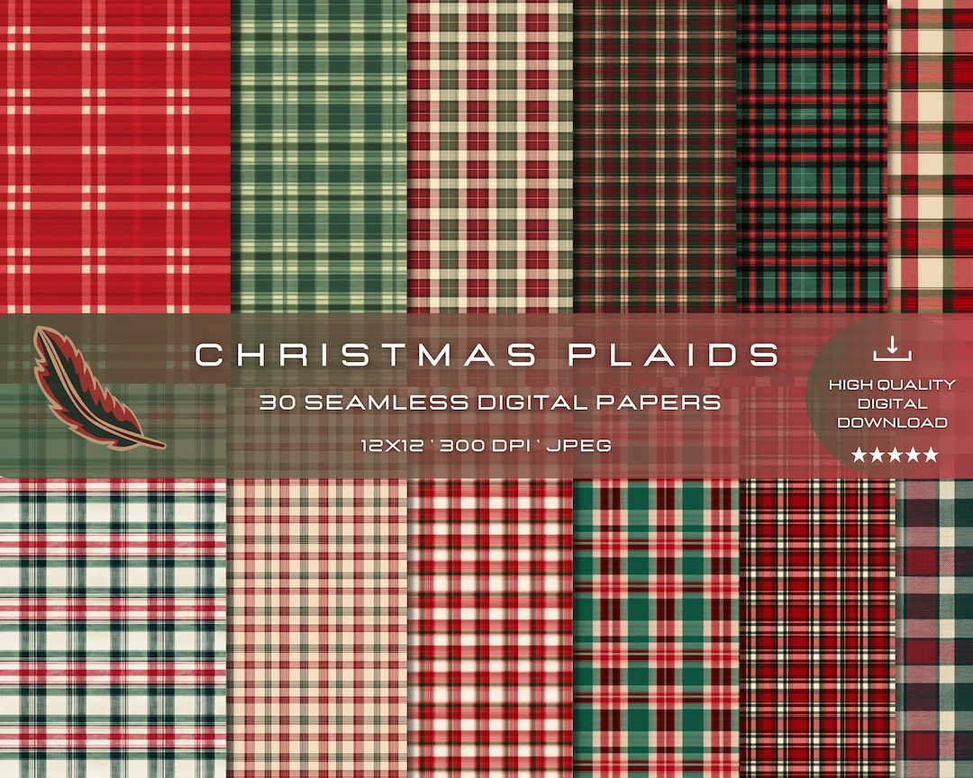 30 Christmas Plaids Seamless Textures, High Quality Pattern, Digital ...
