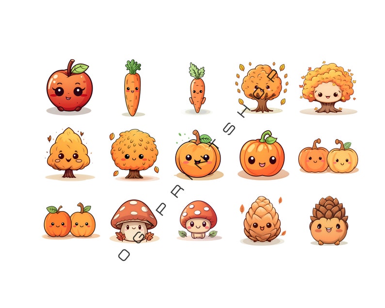 35 Cute Kawaii Fall PNG Clipart, High Quality Images for Nursery ...