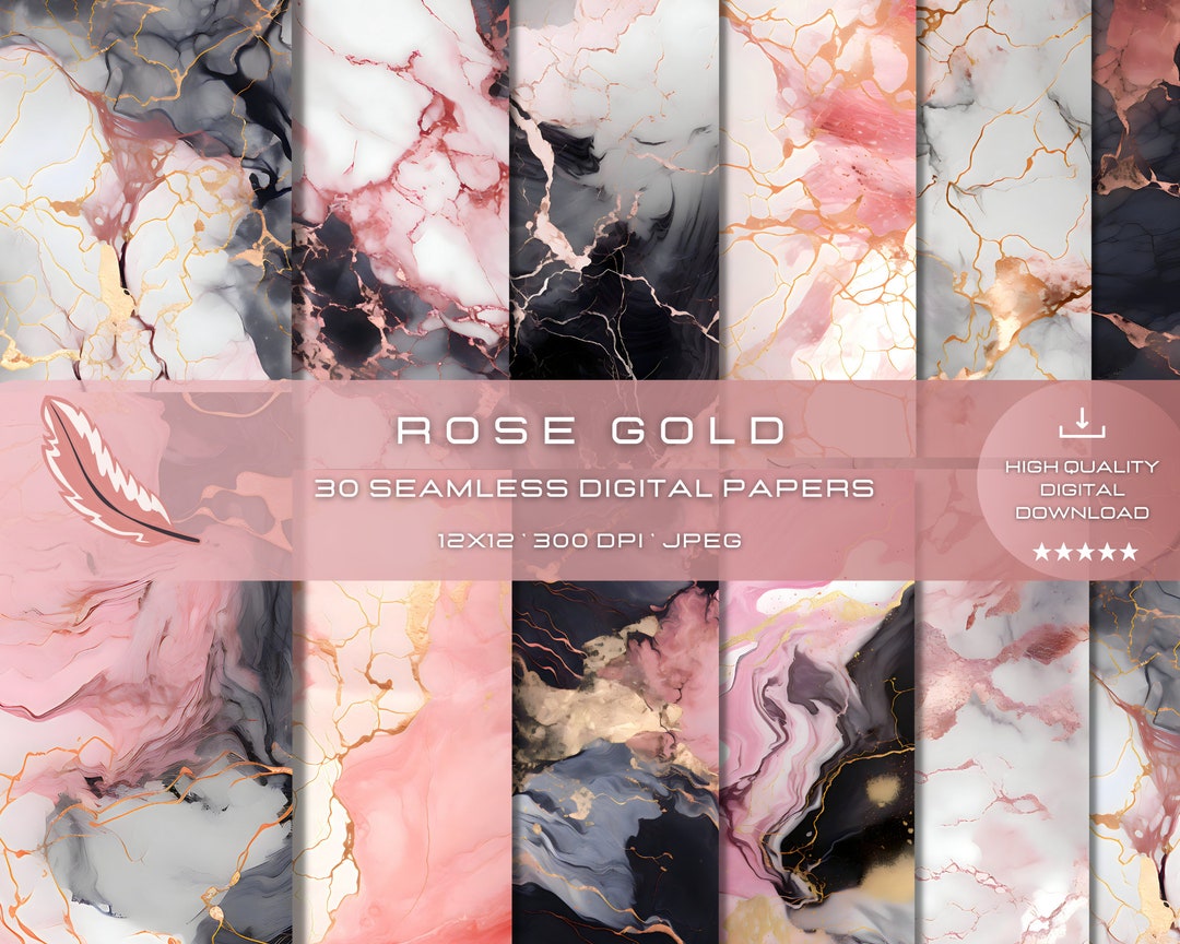 30 Rose Gold Marble Digital Paper for Commercial Use, High-quality ...