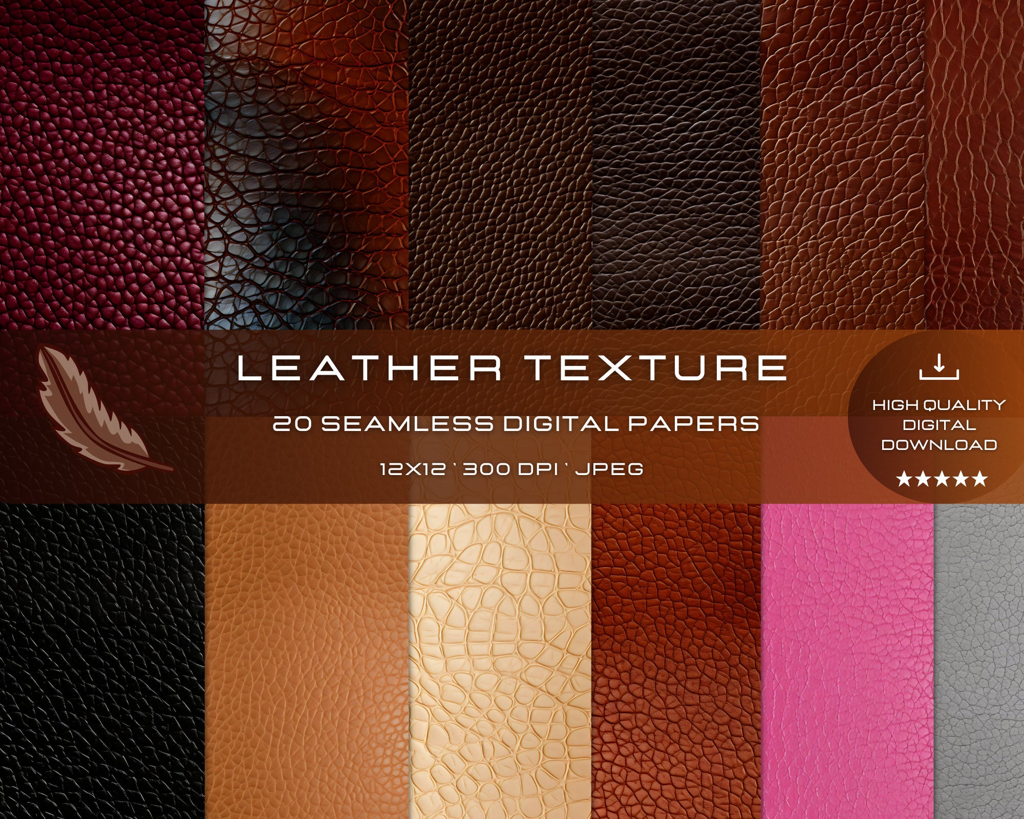 20 Leather Textures Seamless Patterns for Commercial Use, High-quality ...