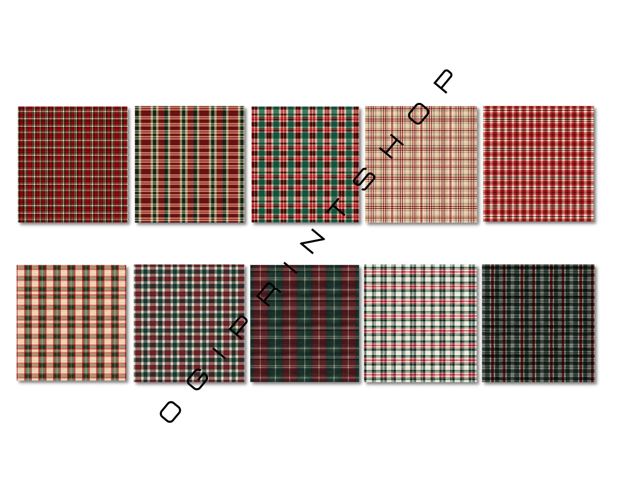 30 Christmas Plaids Seamless Textures, High Quality Pattern, Digital ...