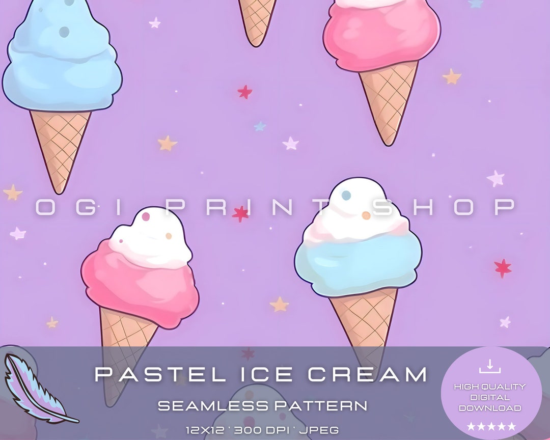 Pastel Ice Cream Seamless Repeat Pattern for Commercial Use, Summer ...