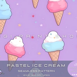 Pastel Ice Cream Seamless Repeat Pattern for Commercial Use, Summer ...