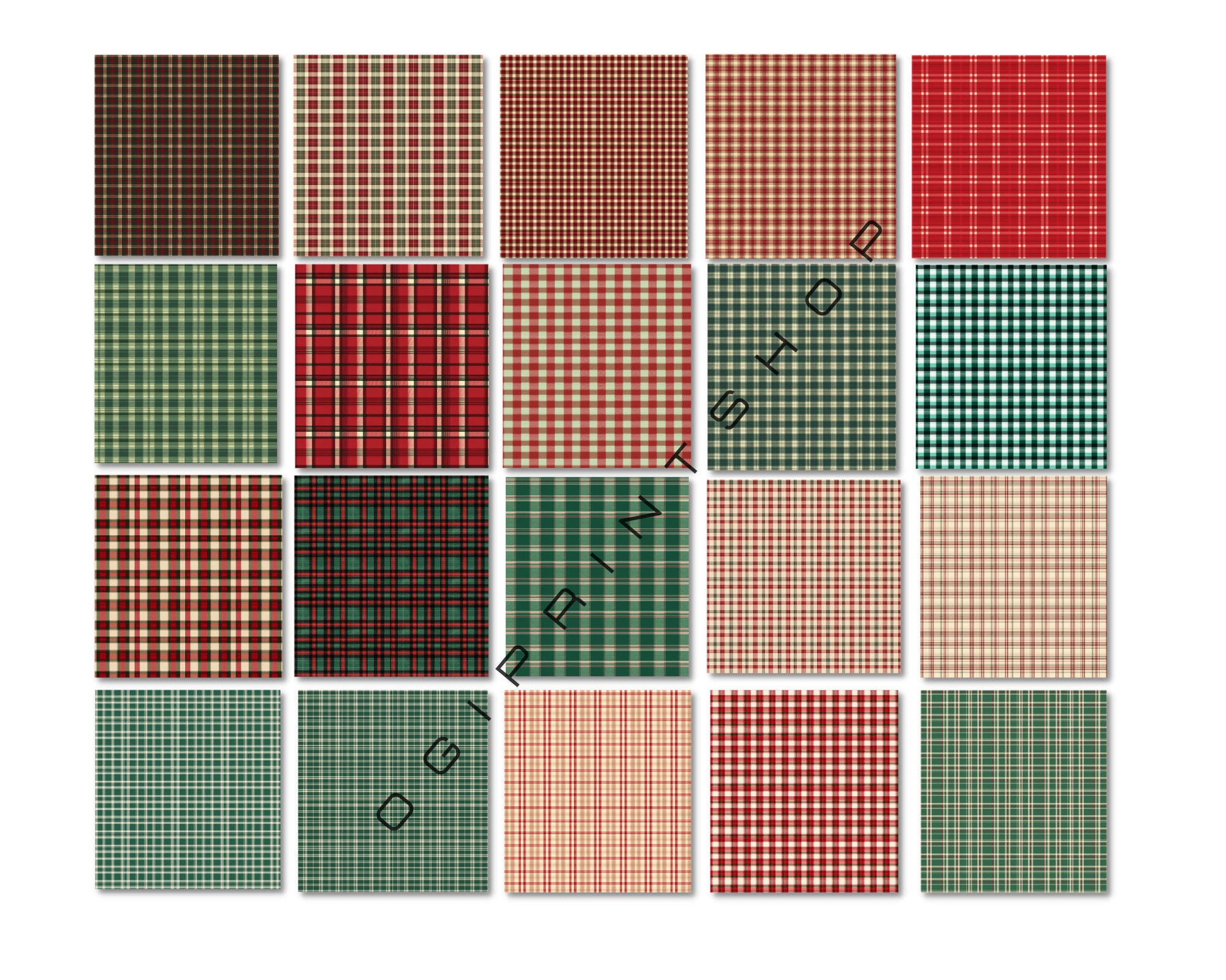 30 Christmas Plaids Seamless Textures, High Quality Pattern, Digital ...