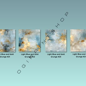 24 Light Blue and Gold Grunge Seamless Patterns for Commercial Use ...