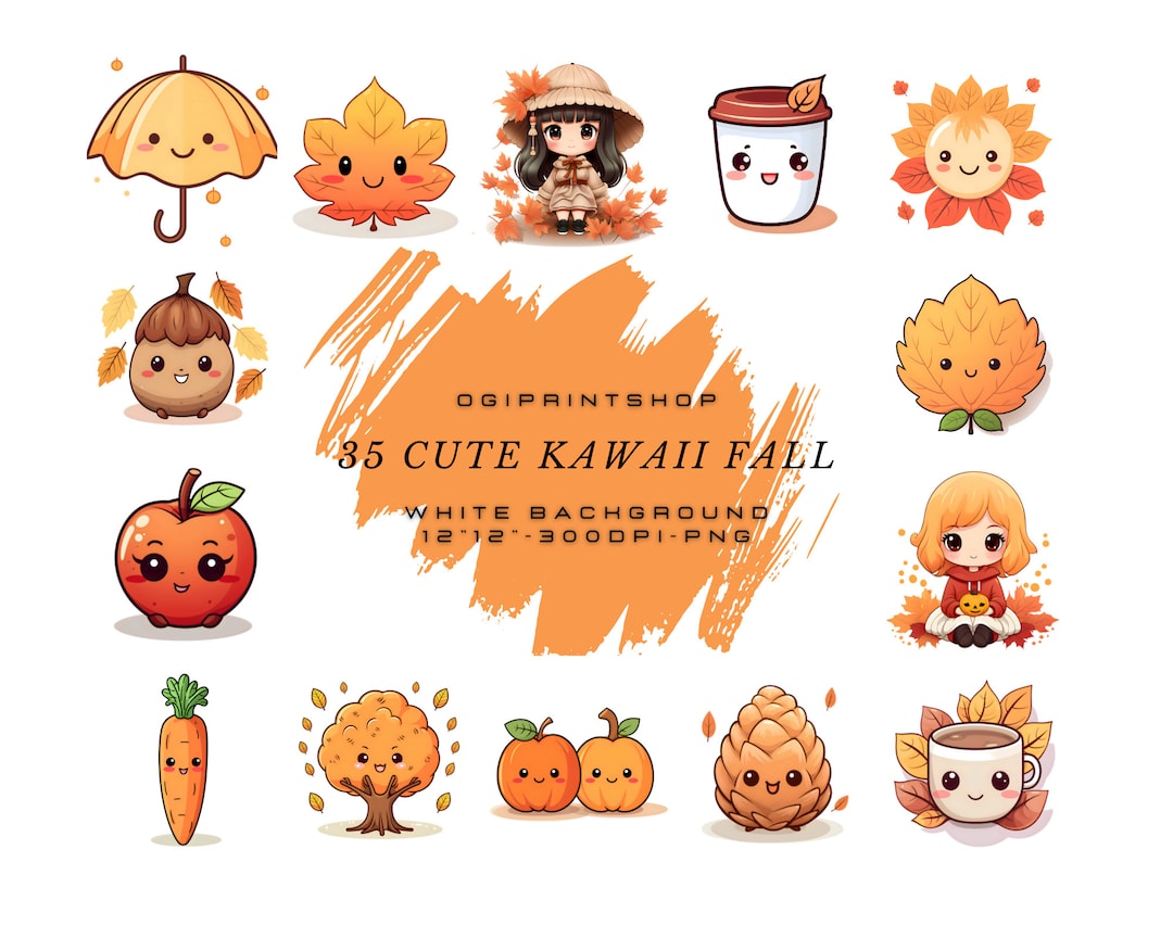 35 Cute Kawaii Fall PNG Clipart, High Quality Images for Nursery ...