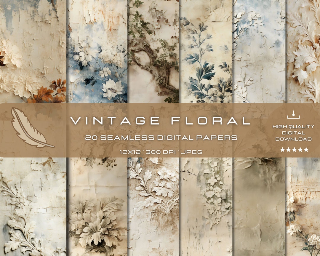 20 Vintage Floral Seamless Patterns for Commercial Use, High-quality ...