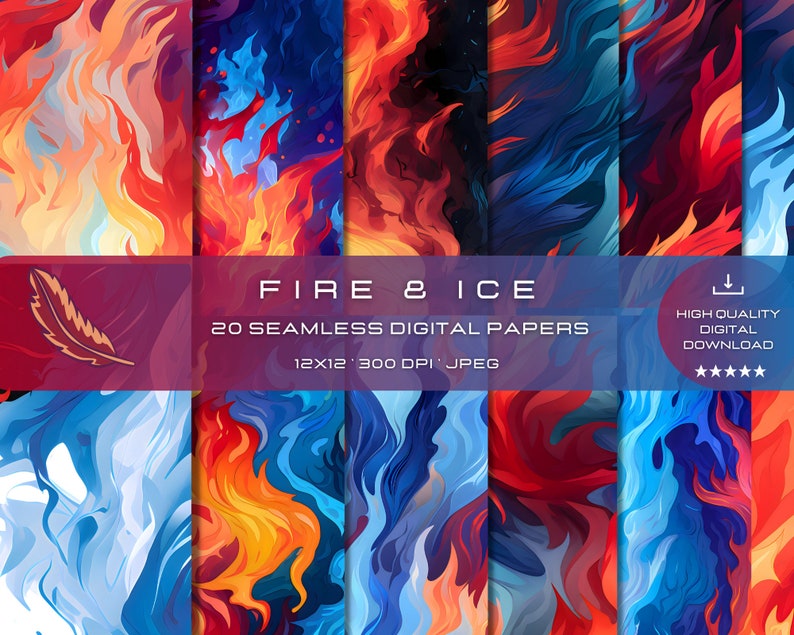 20 Fire and Ice Seamless Patterns for Commercial Use, High-quality ...