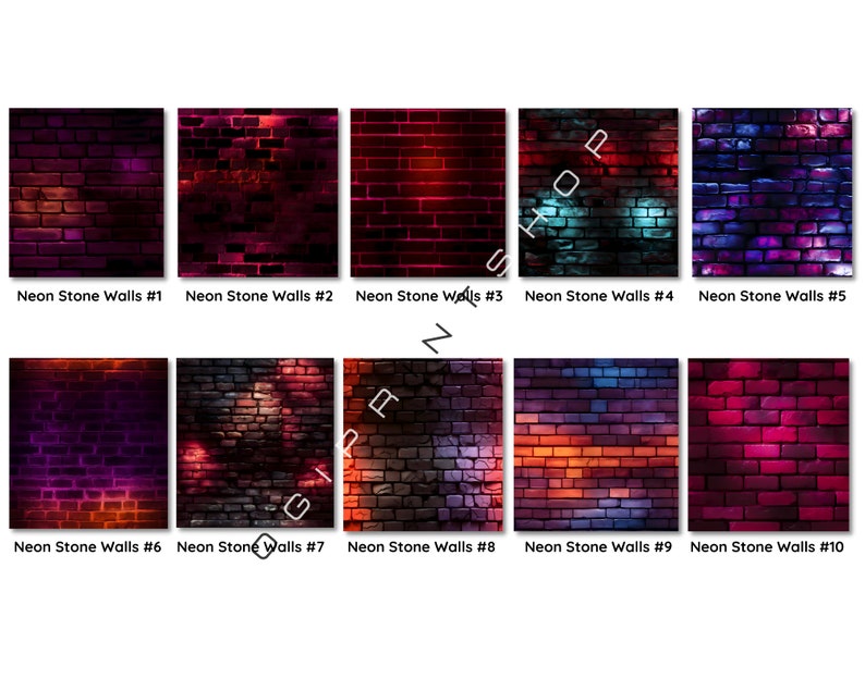 30 Neon Stone Walls Seamless Patterns for Commercial Use, High-quality ...