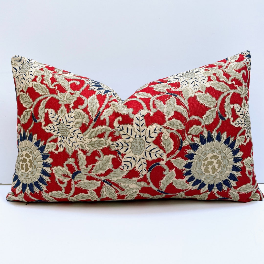 Ralph Lauren Cote D'azur Red Blue Floral Cushion Cover - Etsy
