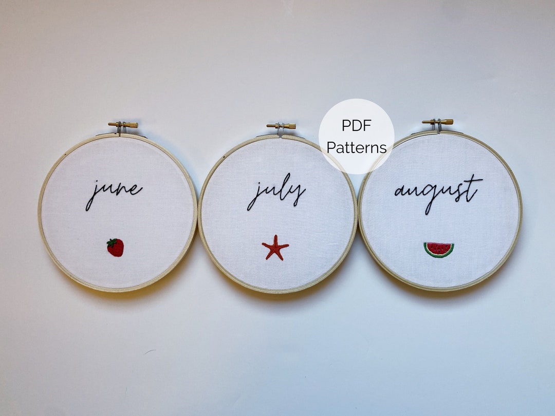 Tiny Embroidery Calendar Set, Summer Embroidery Pattern Set PDF ...