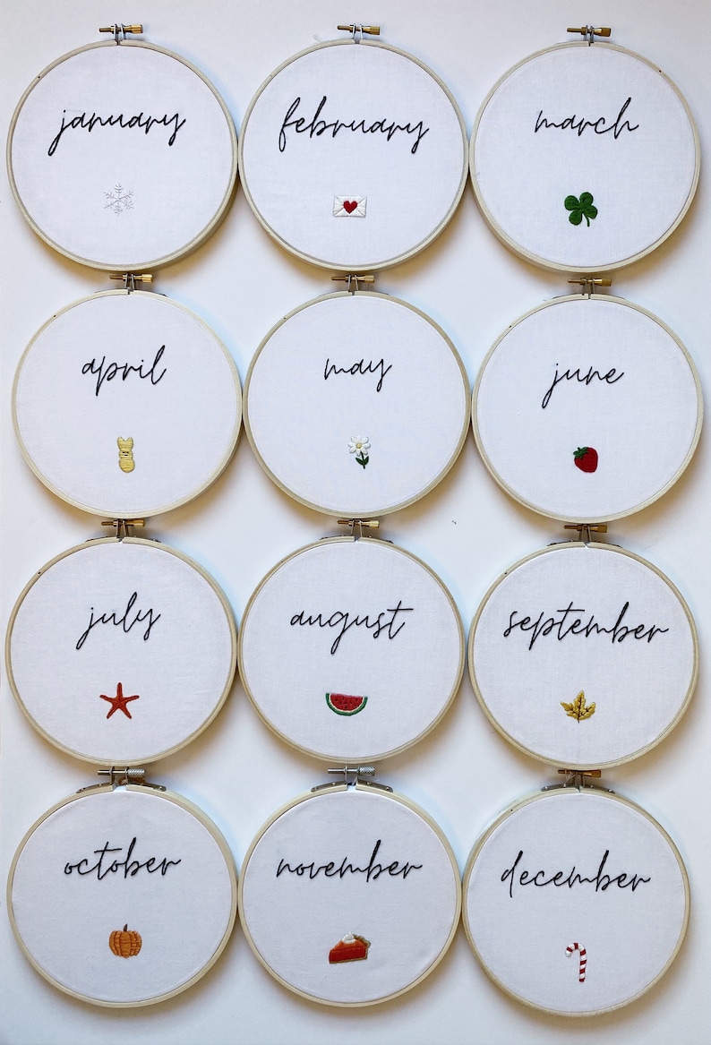 Tiny Embroidery Calendar Set, Monthly Calendar Pattern Set PDF ...