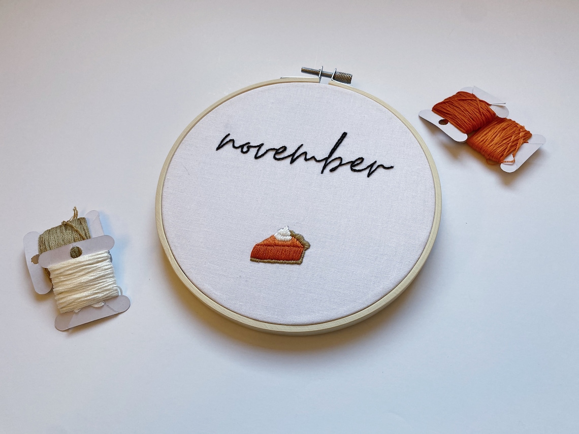 Tiny Embroidery Calendar Set, Fall Embroidery Pattern Set, Autumn ...