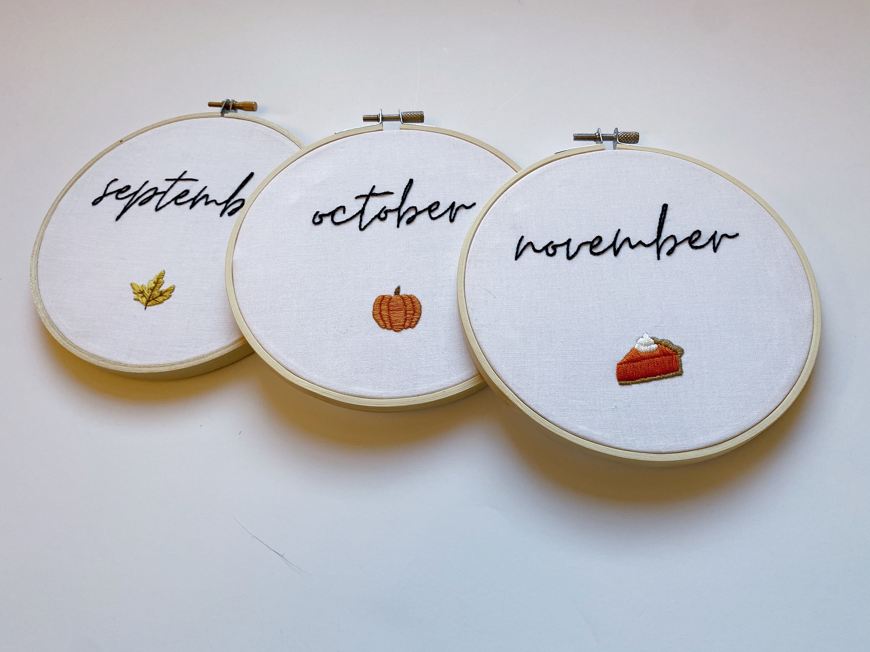 Tiny Embroidery Calendar Set, Fall Embroidery Pattern Set, Autumn ...