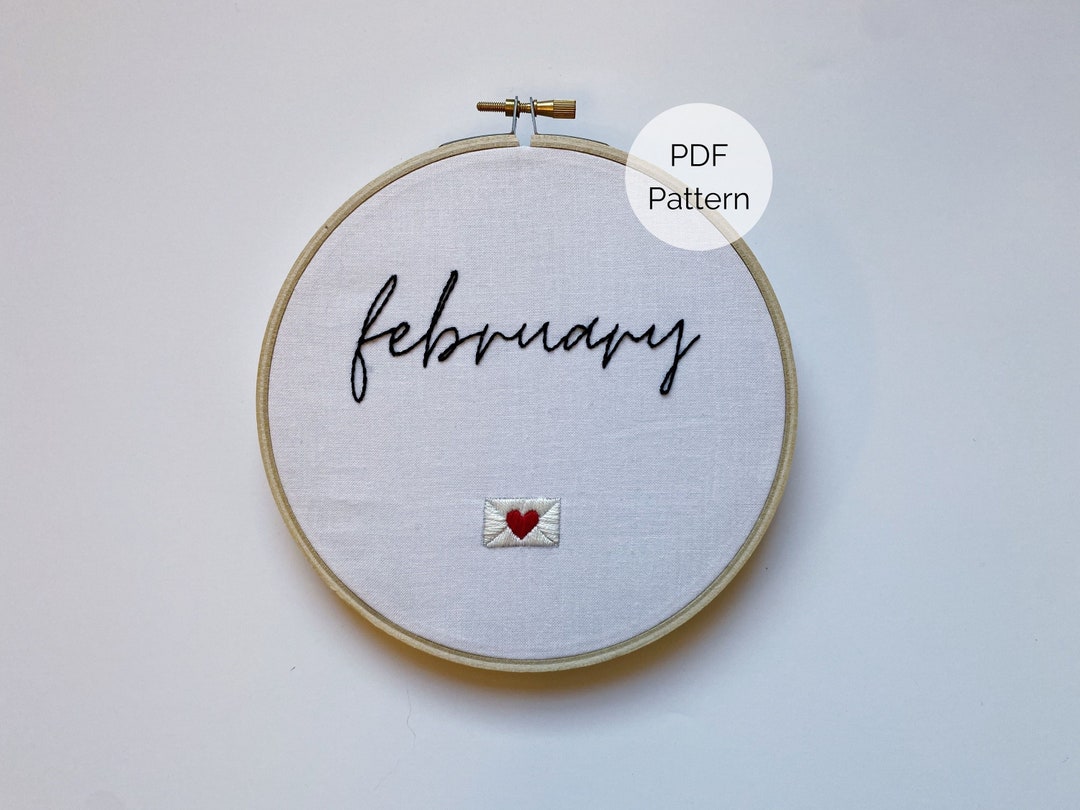 Tiny Valentines Day Embroidery Pattern, February Embroidery Pattern PDF ...