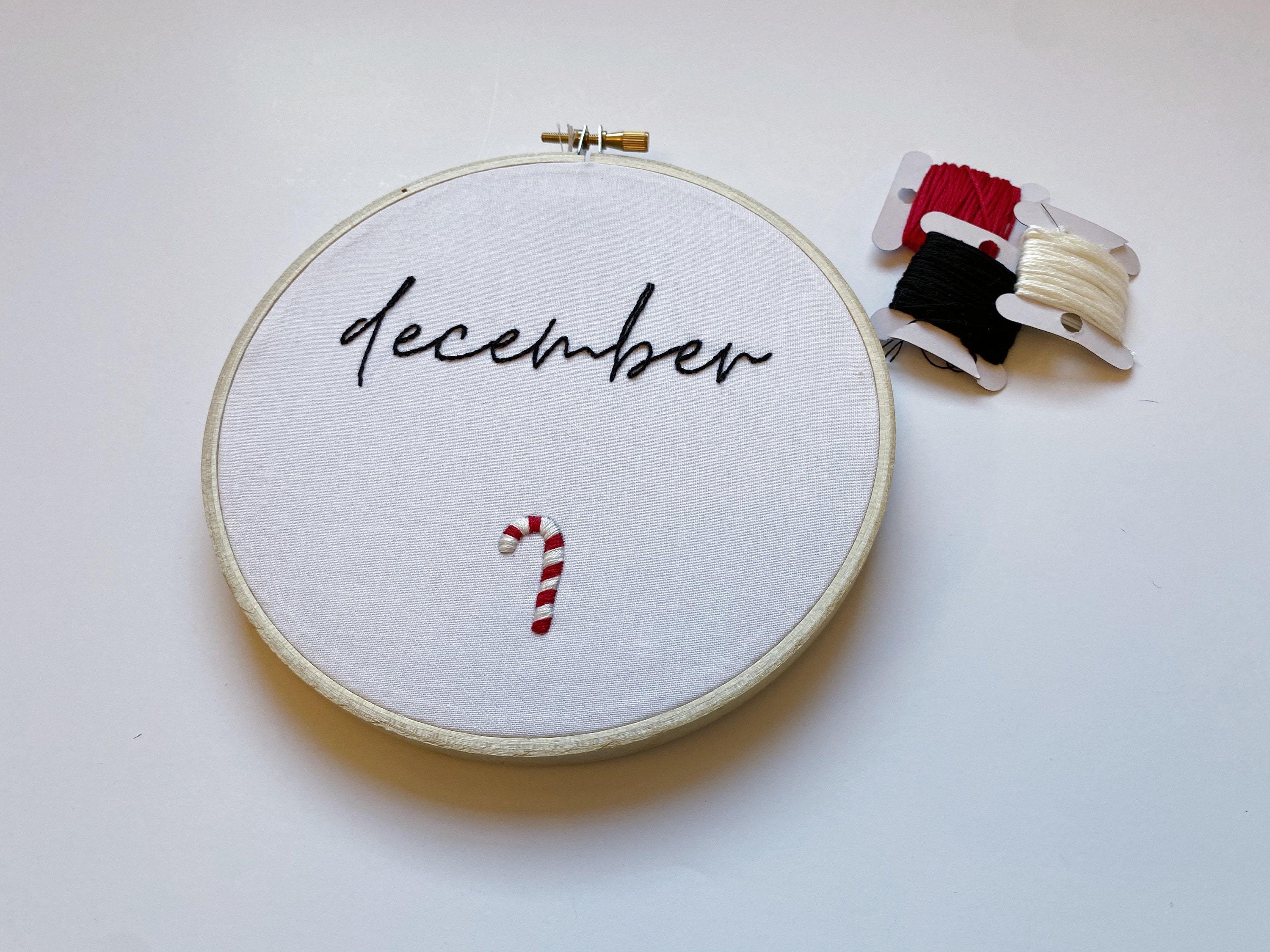 Tiny Candy Cane Embroidery Pattern, December Embroidery Pattern PDF ...