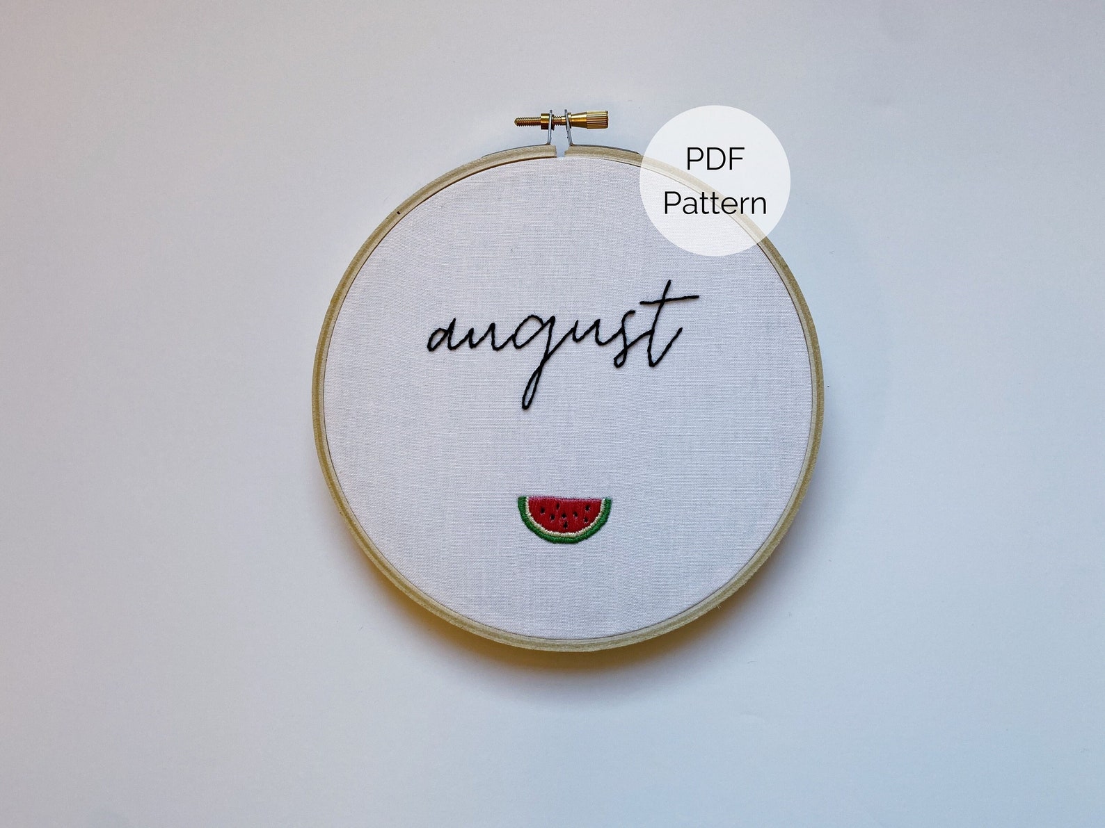 Tiny Watermelon Embroidery Pattern, August Embroidery Pattern PDF ...