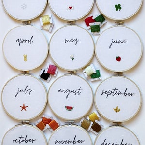 Tiny Embroidery Calendar Set, Monthly Calendar Pattern Set PDF ...