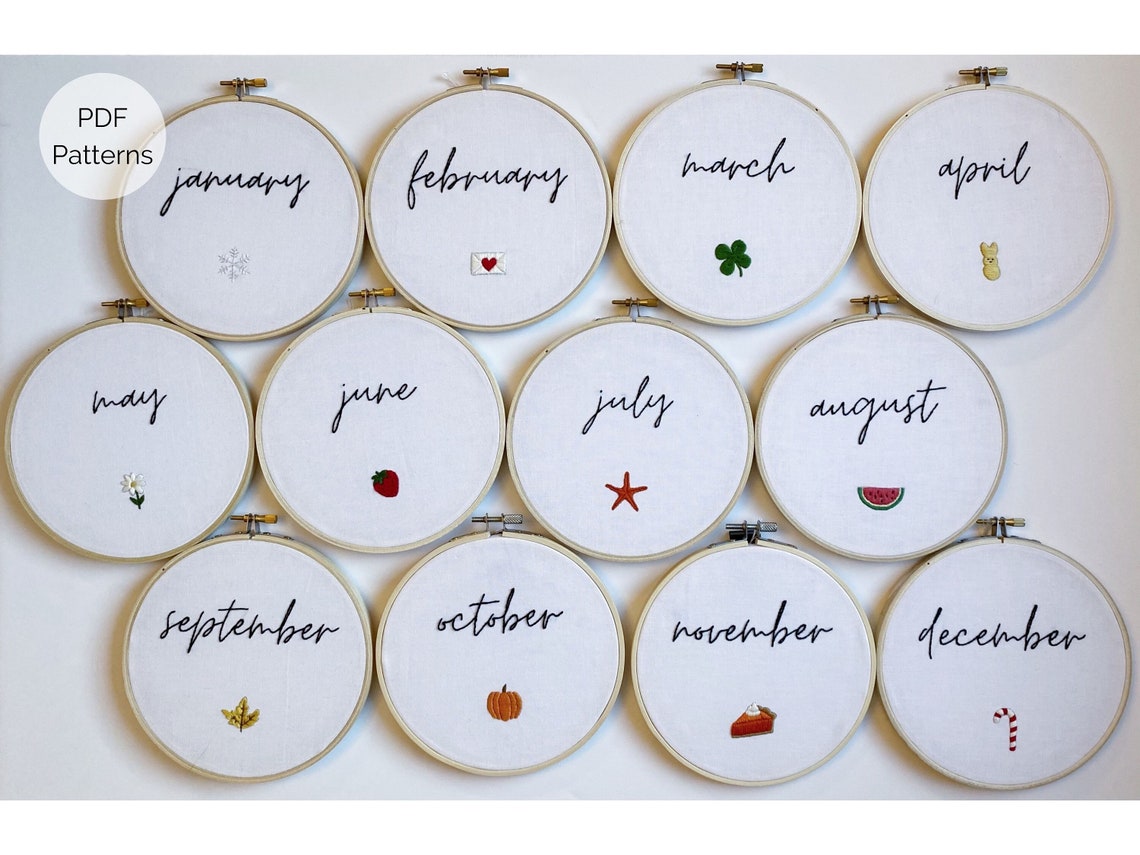 Tiny Embroidery Calendar Set Monthly Calendar Pattern Set - Etsy