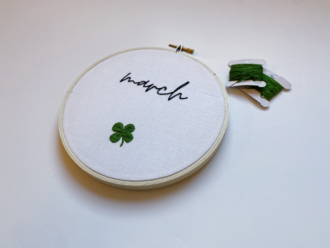 Tiny Shamrock Embroidery Pattern, March Embroidery Pattern PDF, Four ...