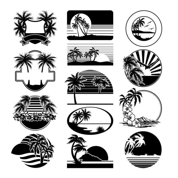 Beach Scene Bundle Beach Life Ocean Sunset Palm Tree Island Tropical ...