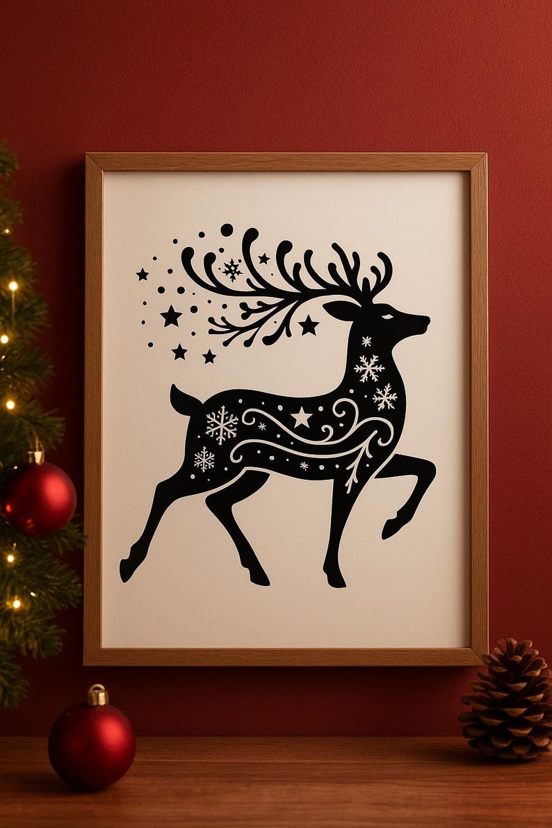 Christmas Reindeer SVG Clipart: Laser Cut Vector Image (digital ...
