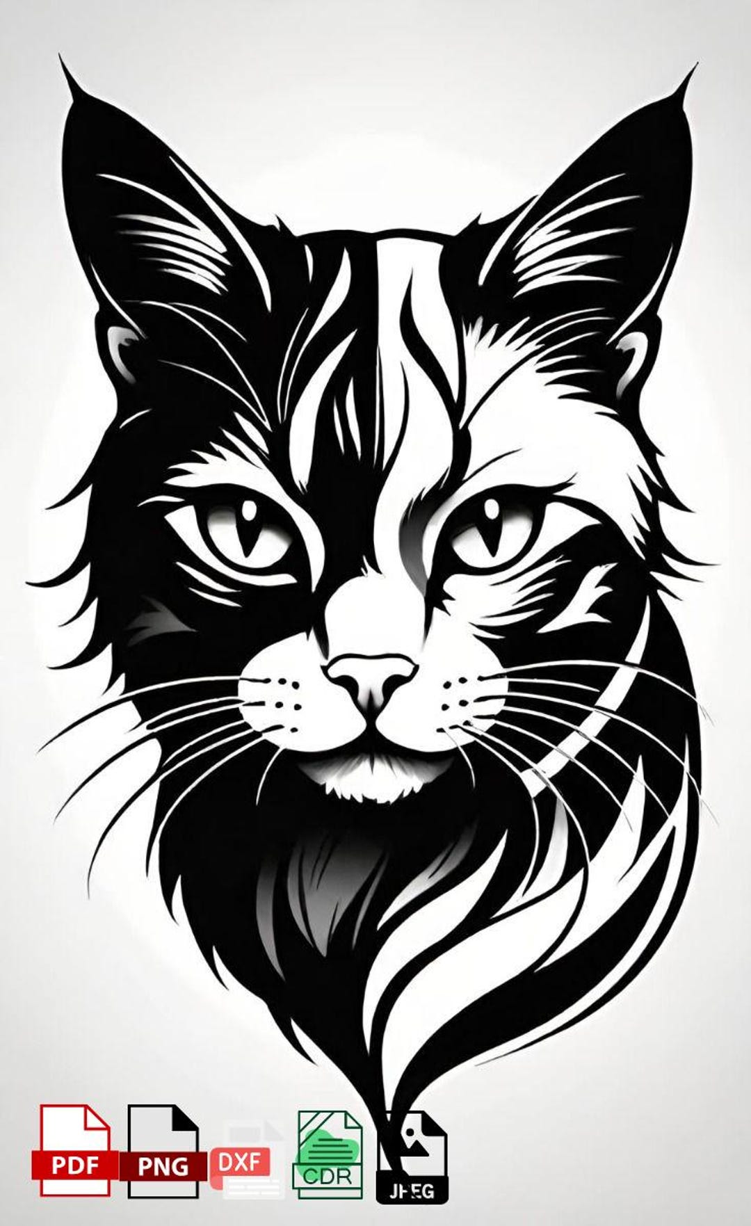 Cat Head Dxf,cdr,jpeg,png,pdf Animals Cut File for Laser, Plasma Cnc ...